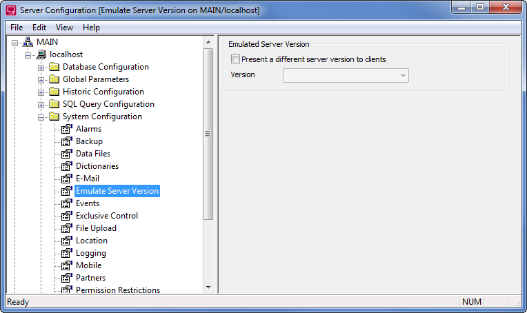 Server Administration Guide - Setting a Server to Emulate a Software Version (Server Emulation)